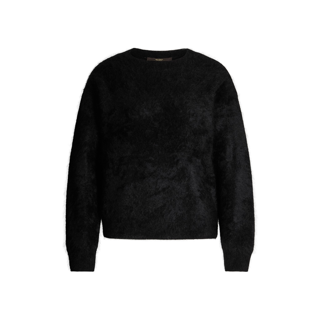 Brushed-Cashmere-Rundhals-Pullover in Schwarz - im windsor. Online-Shop