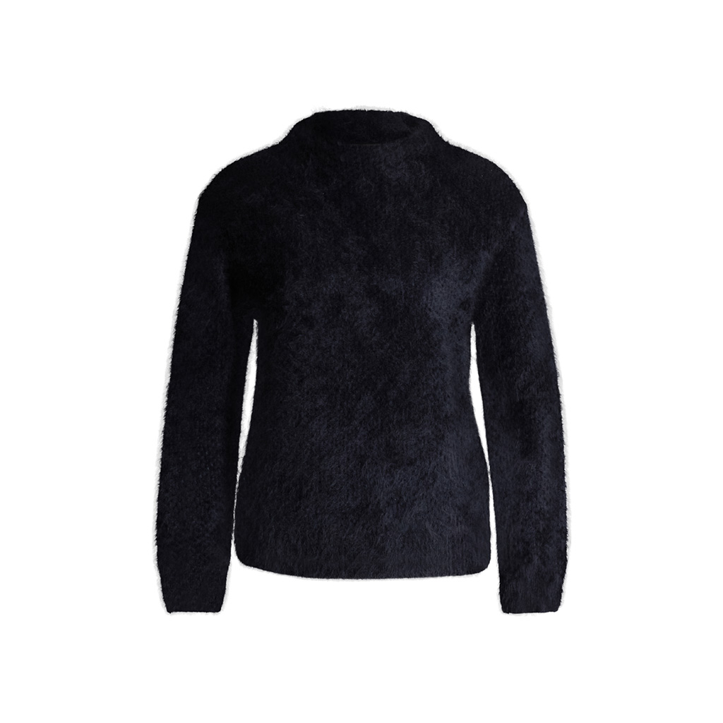 Brushed-Cashmere-Pullover mit Stehkragen in Navy - im windsor. Online-Shop