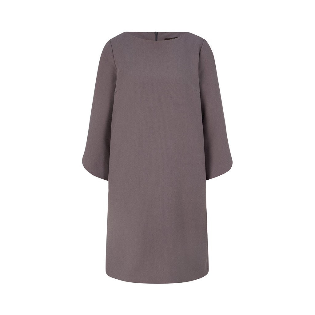 Crêpe-Eggshape-Kleid mit U-Boot Kragen in Grau - im windsor. Online-Shop